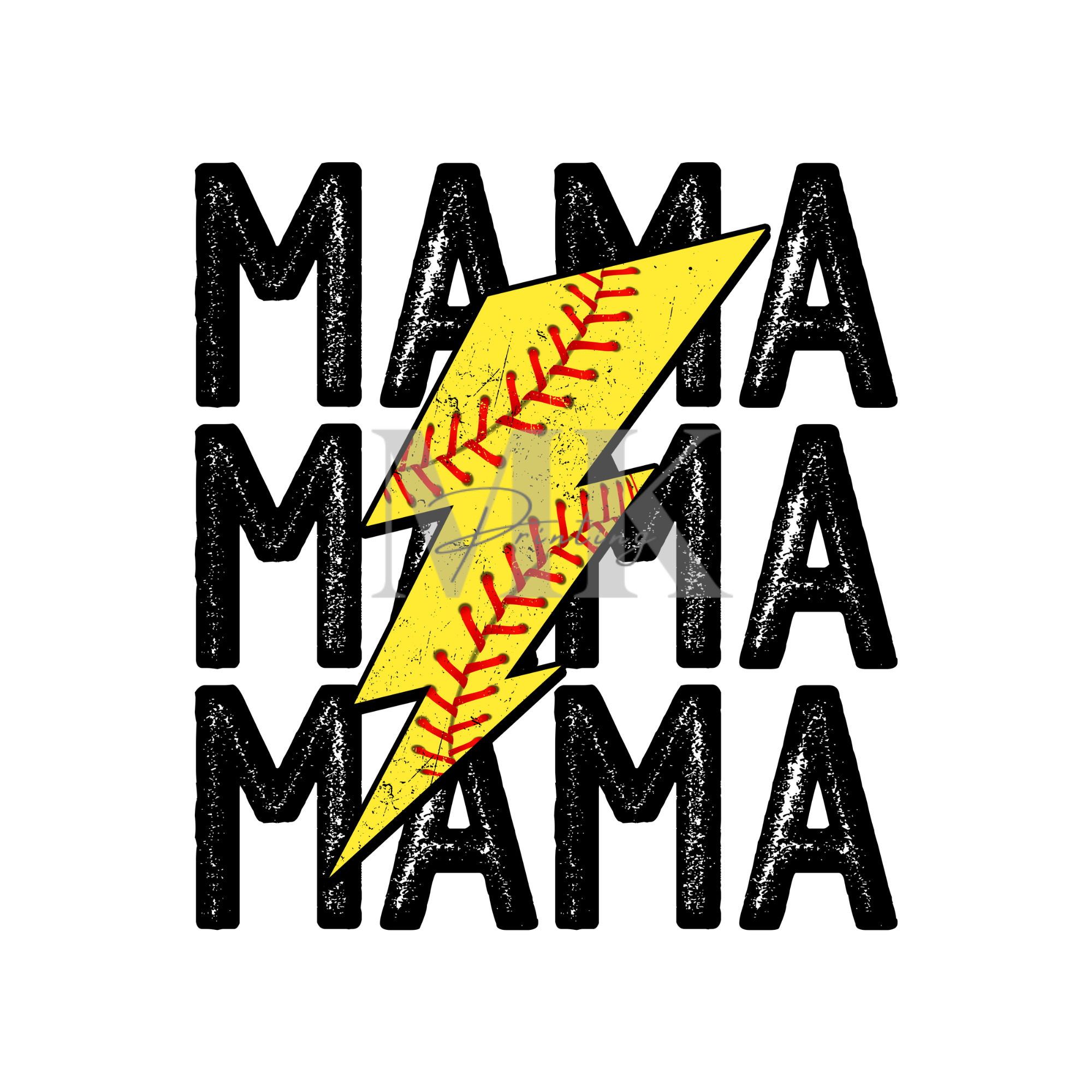 Mama Softball Bolt Mk Printing
